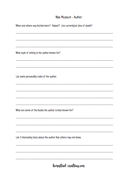 Wax Museum – Authors – Homestead Creations